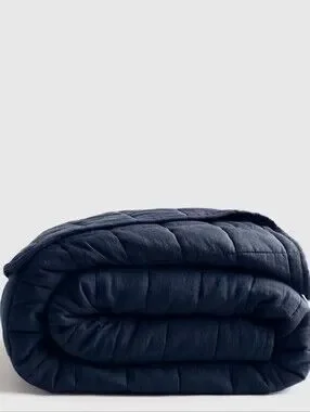 Quince | Bedding | Quince European Linen Box Quilt Navy | Poshmark